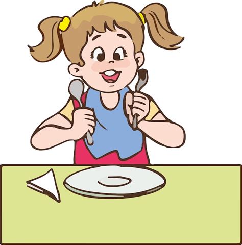 Linda Chica Sosteniendo Una Cuchara Y Un Tenedor Con Un Plato Blanco