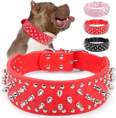 Epesiri Collar de perro ajustable con púas anchas remache de hongo de