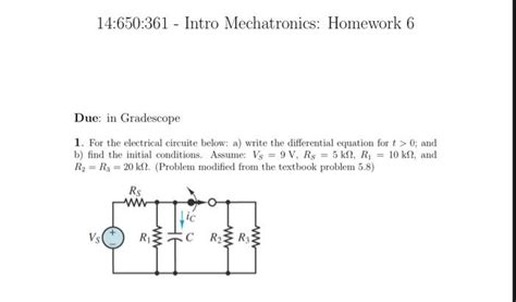 Solved For The Electrical Circuite Below A Write The