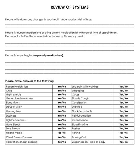 30 Free Review Of Systems Template And Examples Word Pdf