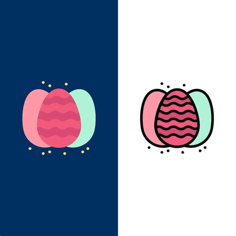 Egg Easter Rabbit Nature Icons Flat And Line Filled Icon Set Vector