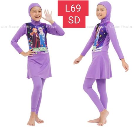 ชุดว่ายน้ํา พิมพ์ลายตัวอักษร Frozen สําหรับเด็กผู้หญิงชาวมุสลิม Duakotakk Th Thaipick