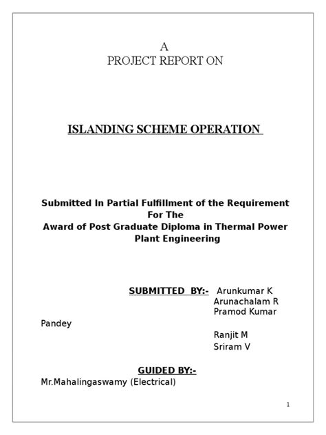 Islanding Scheme Operation A Project Report On Download Free Pdf Electrical Grid Relay