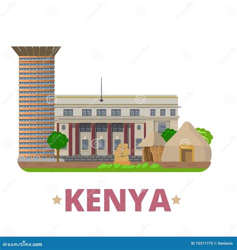 Kenya Country Design Template Flat Cartoon Style W Stock Vector