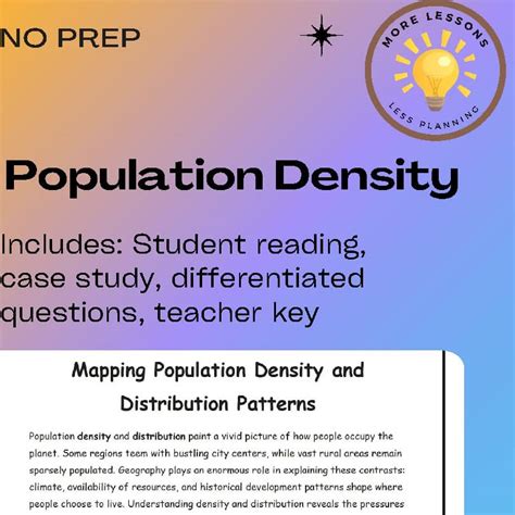 Population Density Distribution Patterns Reding Comprehension Worksheet Activity