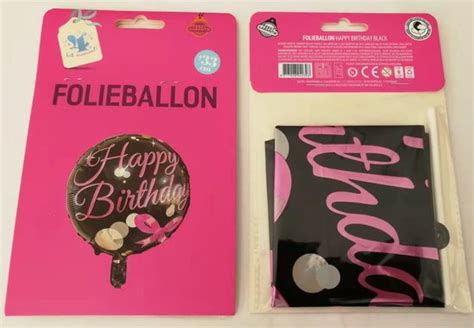 4 Het Moment Folieballon Happy Birthday Zwarte Achtergrond Roze