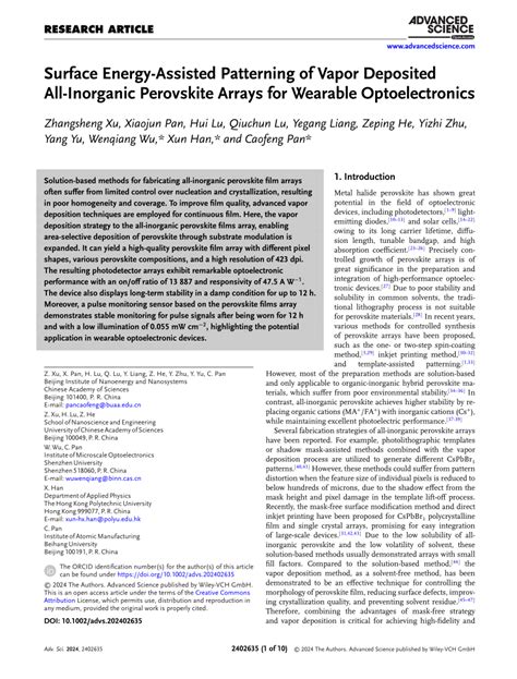Pdf Surface Energy‐assisted Patterning Of Vapor Deposited All