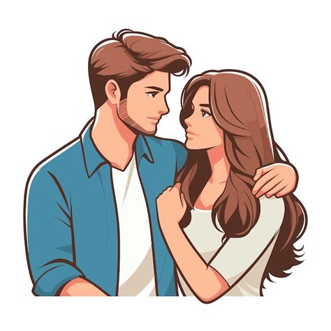 Premium Vector Romantic Couple Lovers Vector Illustration Happy Young