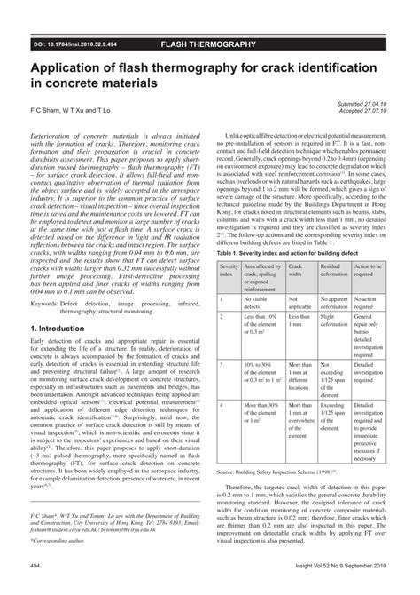 Pdf Application Of Flash Thermography For Crack Identification In