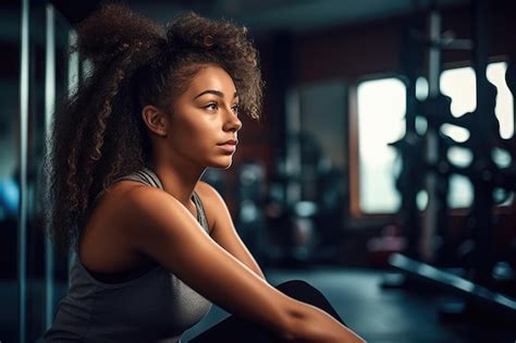 Premium Ai Image Shot Of A Young Woman Resting After A Workout At The