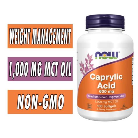 Caprylic Acid Now Foods 600 Mg 100 Softgels
