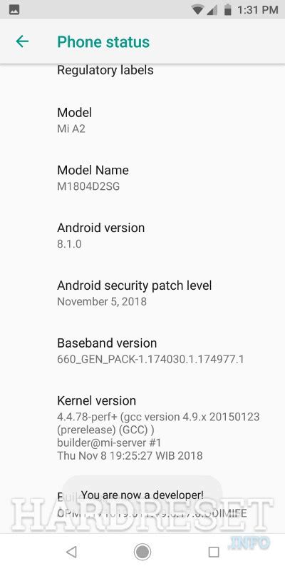 Developer Options REDMI Note 9