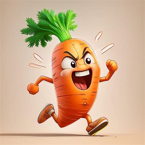 A Cartoon Drawing Of A Carrot With A Face Drawn On It Premium Ai