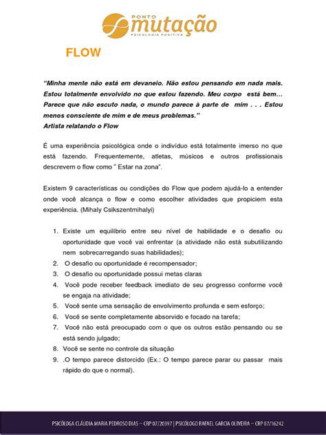 Flow Na Prática Pdf Experiência Ciências Comportamentais