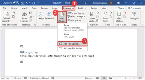 How To Insert Citations References In Microsoft Word Using The