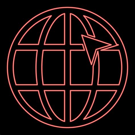 Neon Arrow On Earth Grid Globe Internernet Concept Click Arrow On