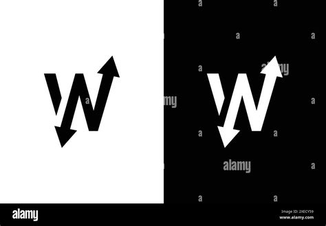 Minimalist Professional Initial Letter W N Up Down Arrow Logo Design