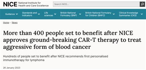 Car T 重大利好！英国国家健康与临床优化研究所 Nice 批准 Nhs 常规使用 Car T 治疗弥漫性大b细胞淋巴瘤 脉脉