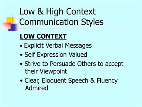 Low And High Context Communication Styles Ppt Download