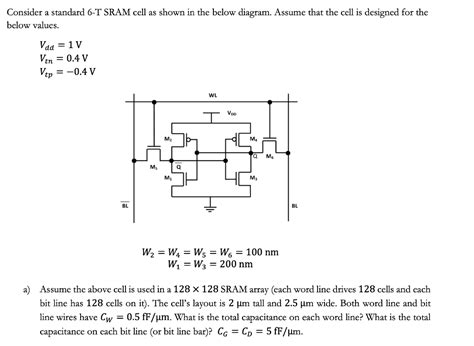 consider a standard 6 t sram cell as shown in the
