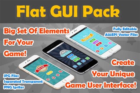 Flat Game User Interface Pack Iphone Mockups ~ Creative Market