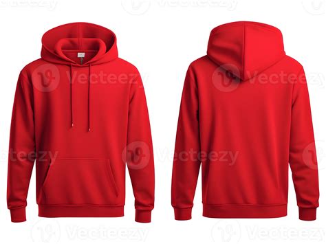 Ai Generated Blank Red Hoodie Front And Back View Mockup Isolated On