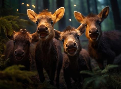 Premium Photo A Group Of Moose Calves