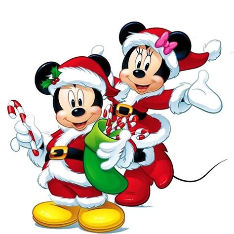 Two Mickey And Minnie Mouses Are Dressed Up In Christmas Attire For The