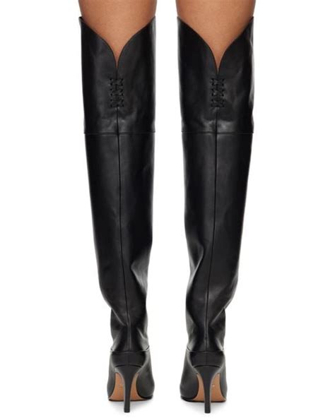 Chloé Calfskin Over The Knee Lace Up Boots In Black Lyst Uk