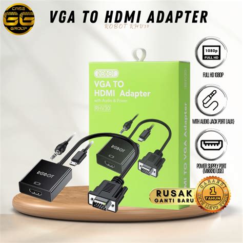 Jual ROBOT VGA To HDMI Adapter Converter With Audio Power RHV30 1080P Shopee Indonesia