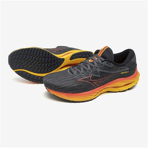 ミズノ MIZUNO WAVE RIDER 27 ウエーブライダー ランニングシューズ 26 0cm 51 ブラックレッドオレンジ