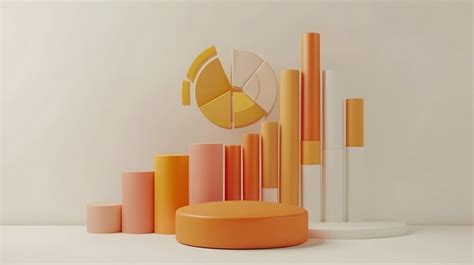Stylized 3d Pie Chart And Bar Graph Illustrating Financial Growth And
