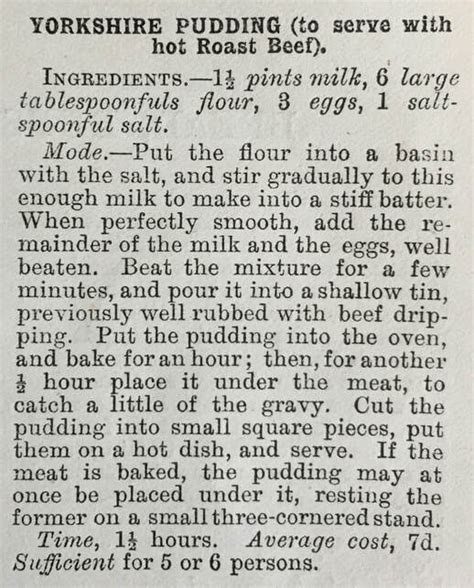 Mrs Beeton S Old Fashioned Yorkshire Pudding Recipe