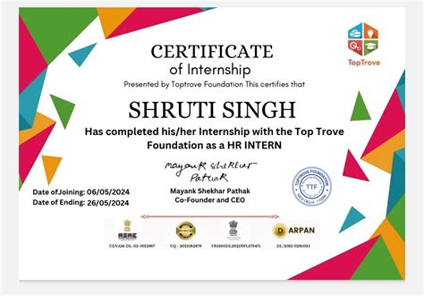 Shruti Singh On Linkedin Excited To Announce I Had Completed My Internship In Hr From Top Trove…