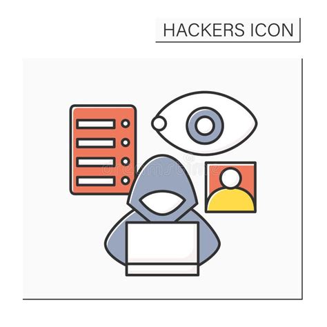 Hacker Icon Website Attack With Credential Reuse Line Vector