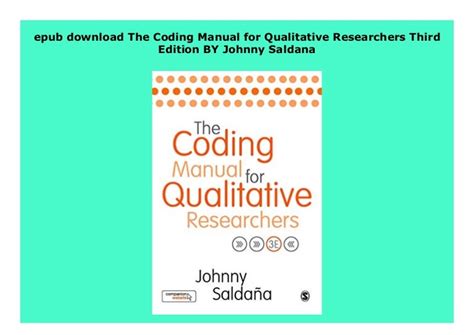 Epub Download The Coding Manual For Qualitative Researchers Third Edi…