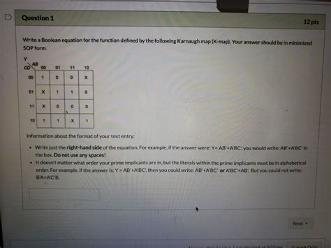Solved D Question Pts Write A Boolean Equation For The Chegg