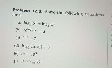 solved problem 12 8 ﻿solve the following equations for x