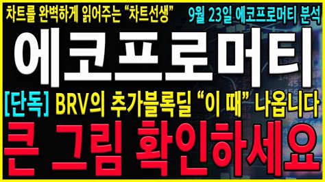 에코프로머티 주가 전망 긴급 Brv의 블록딜 한번 더 나옵니다 반드시 이 가격에서는 블록딜을 생각하고 준비하셔야 합니다 Ls머트리얼즈주가전망 에코프로
