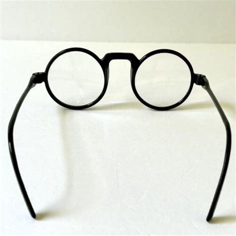 Vintage Antique Eyeglasses Spectacles With Round Lenses Black Plastic