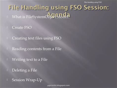 File System Object In QTP PPT