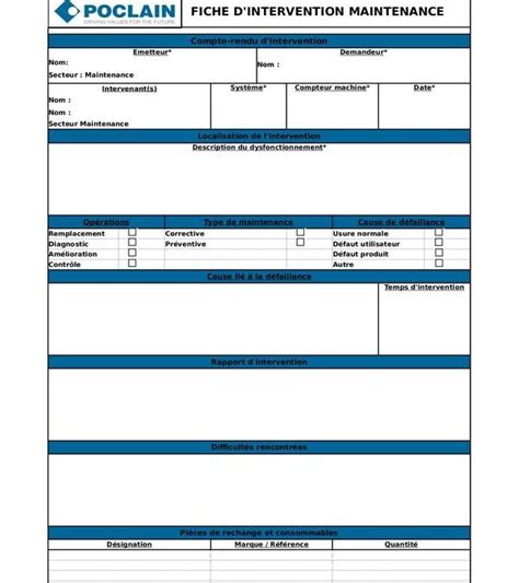 ᐉ Fiche D intervention Excel SOS Excel