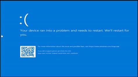fix the system thread exception not handled bsod stop code in windows 10