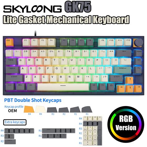 Skyloong Gk75 Teclado Mec Nico Rgb Quente Swappable Tico Amarelo
