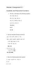 Module Assignment Pdf Module Assignment Quadratic And Polynomial Functions Find