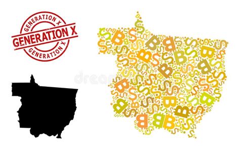 Distress Generation X Seal With Money And Bitcoin Gold Collage Map Of