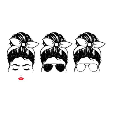 Messy Bun Svg Messy Bun Bandana Svg Sungalsses Svg Mom Li Inspire