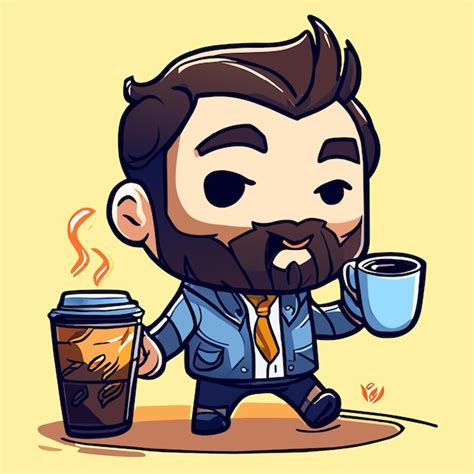 Momentos Alegres De Java Hombre De Dibujos Animados Con Vector De Taza