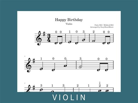 Happy Birthday Easy Violin Sheet Music And Audio Digital Download Pdf