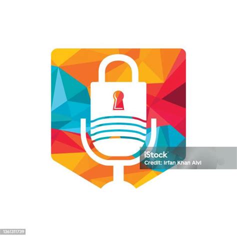 안전한 팟 캐스트 벡터 로고 디자인 자물쇠 와 마이크 아이콘 벡터 로고 디자인 0명에 대한 스톡 벡터 아트 및 기타 이미지 0명 개념 개념과 주제 Istock